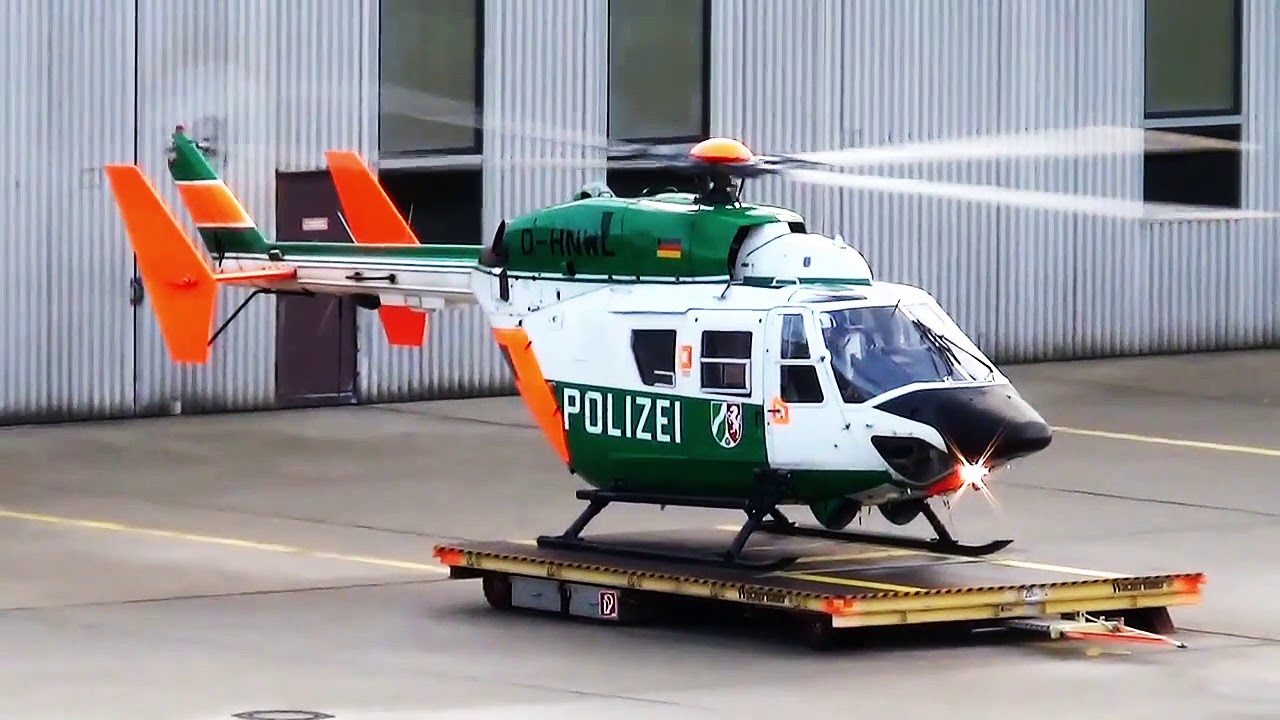 Polizeihubschrauber start und Hubschrauber landung - YouTube