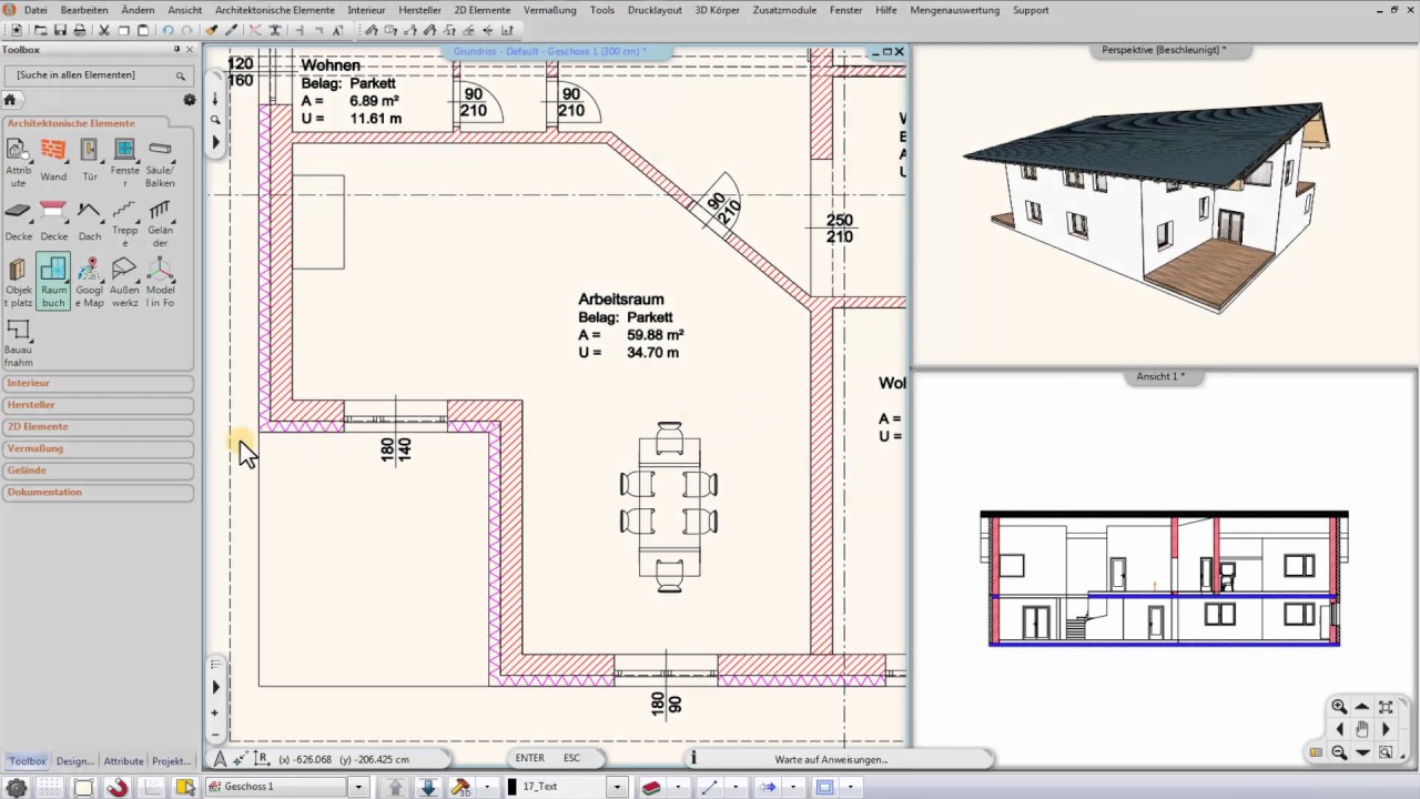 Raumbuch - Text Eigenschaften anpassen Druckhöhe - YouTube