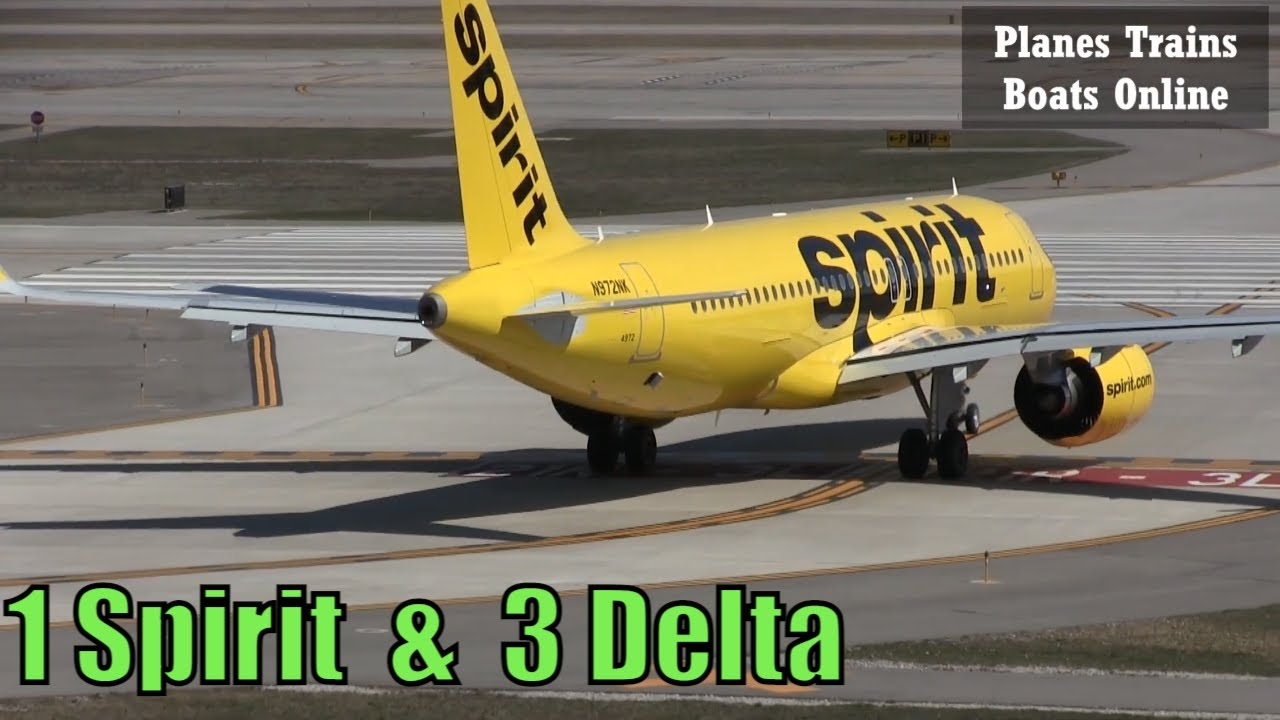 Spirit & Delta Takeoff & 2 Delta Landings At Detroit Metro Airport ...