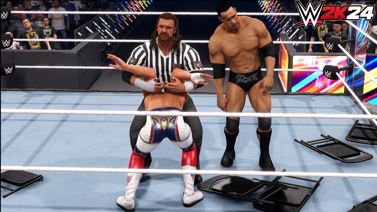 WWE 2k24 - Cody Rhodes vs The Rock: Special Guest Referee Triple H ...