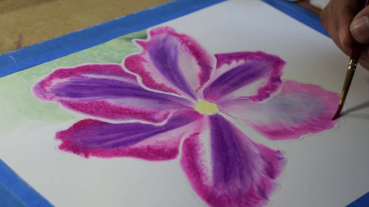Pintar una Flor con Oleo Pastel ( Pasteles Grasos ) - YouTube