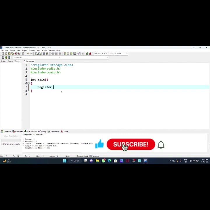 Using Register Storage Class Dev C By Code With Adarshh Youtubeshorts Shorts Subscribe