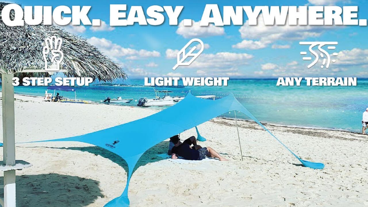 SUN NINJA Pop Up Beach Tent Sun Shelter - YouTube