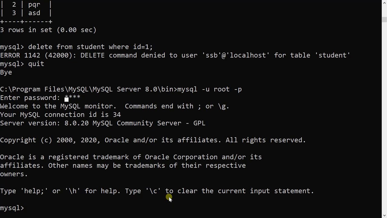DCL Commands in SQL and its execution 1 BY IT SWAPNA.S.BHAVSAR - YouTube