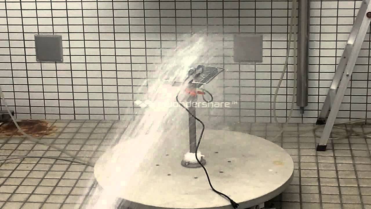 イルミネーションIP試験(防塵防水試験) IP56 - YouTube