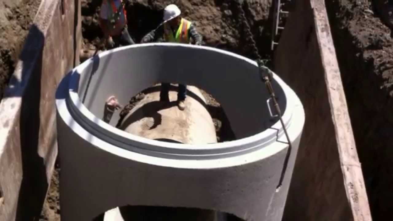 Part 5: Place manhole on existing 1.5m storm sewer June 08 2015 - YouTube