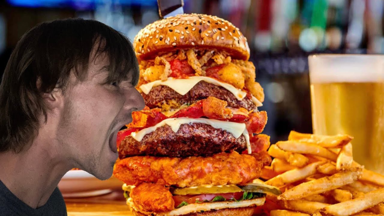MASSIVE Burger Challenge DESTROYED!!! - YouTube