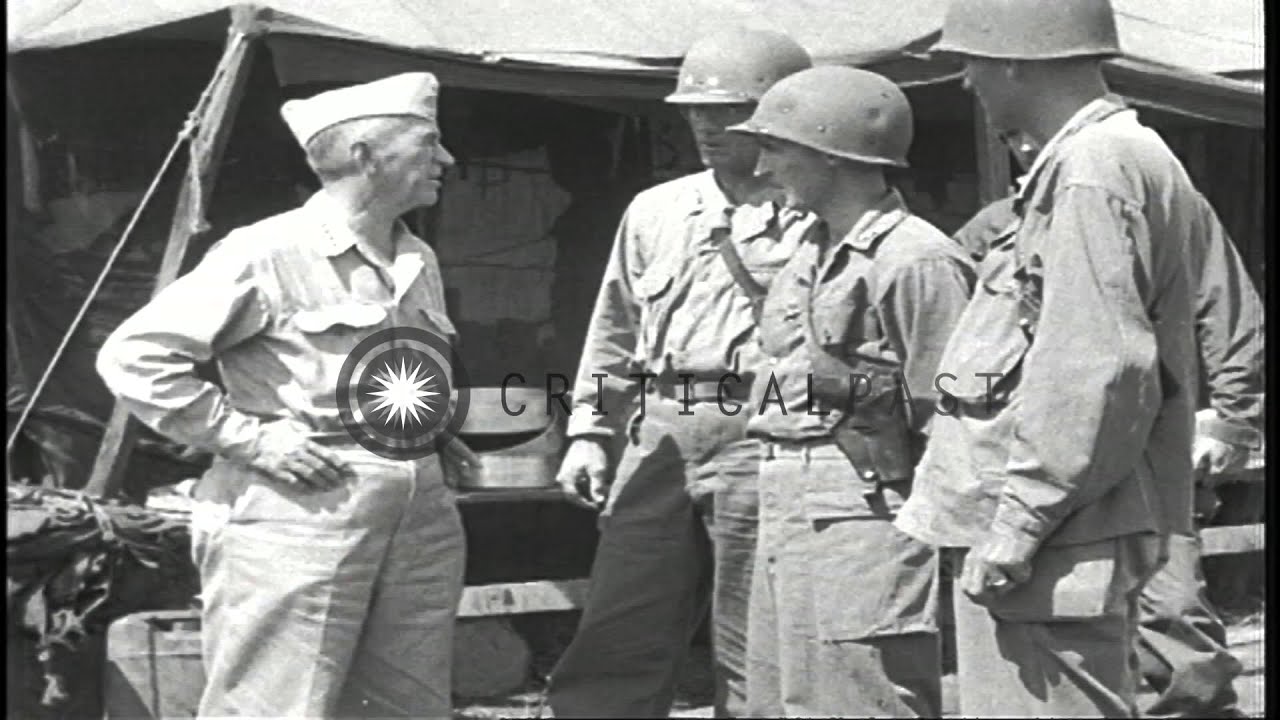 General Kruger inspects men of 33rd Division at La Trinidad in Luzon ...