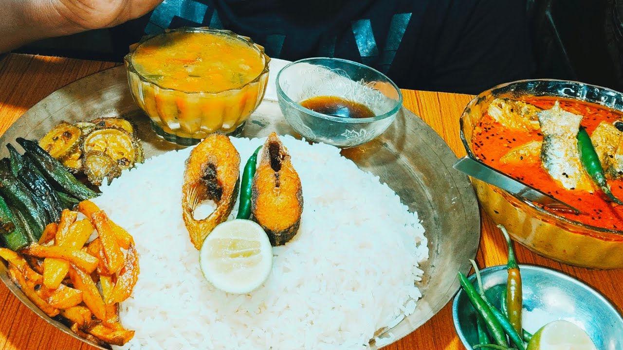 Hilish fish Shorshe&Hilish Vajar tel,sobji dal Eating 🌶️ 🥵 Mukbang ...