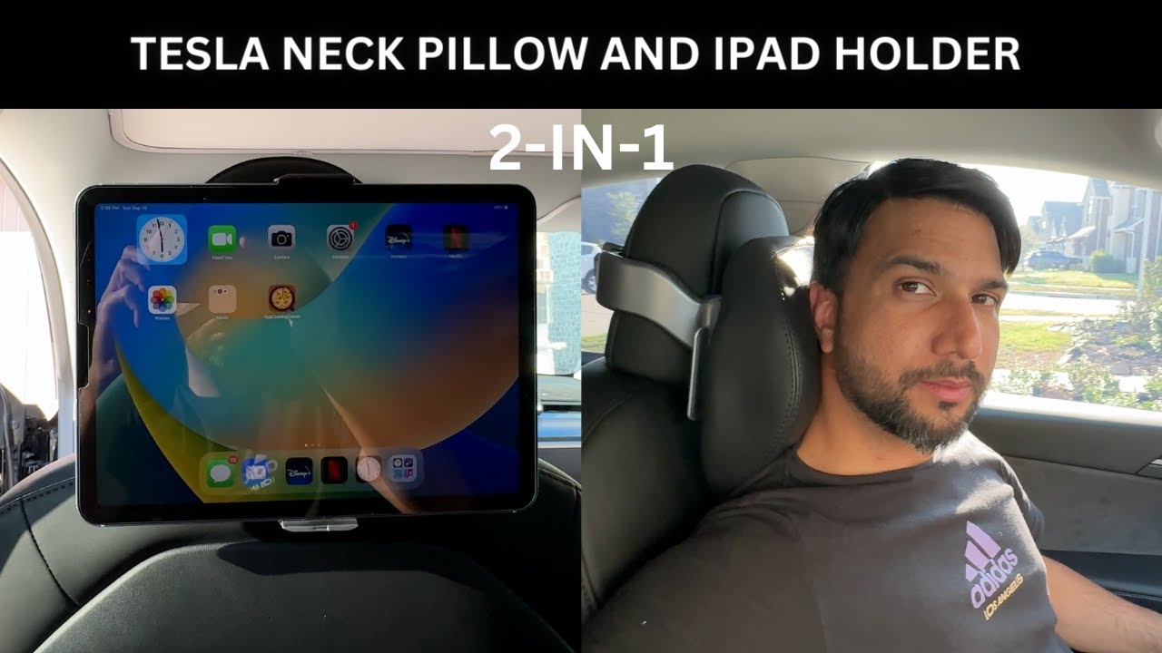 Tesla Model 3/Y Neck Pillow and iPad Holder 2-in-1 adjustable height ...