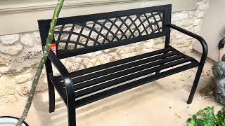 Overview of this Steel Outdoor Park Bench by VEVOR