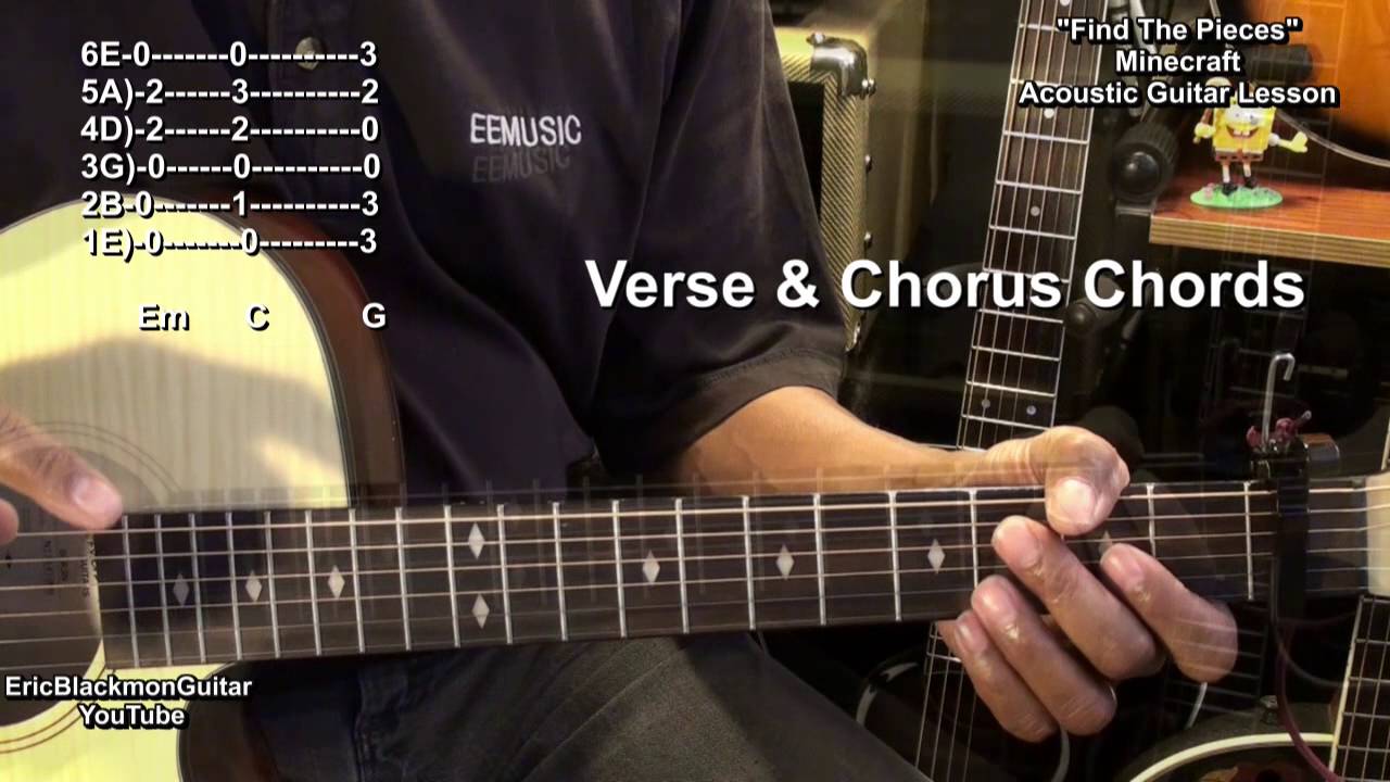 MINECRAFT How To Play FIND THE PIECES On Acoustic Guitar Lesson ...