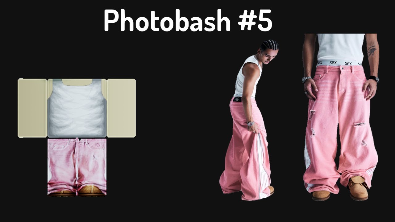 Photobash #5 realistic pink jeans tutorial - YouTube
