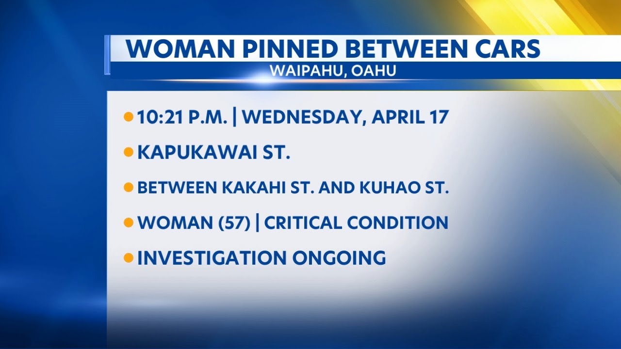 57-year-old woman in critical condition after being pinned between cars ...