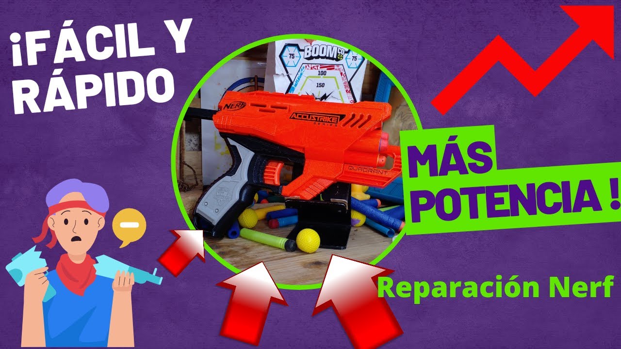 Como Aumentar la Potencia de una NERF Quadrant Reparación NERF #nerf #tutorial #mod - YouTube