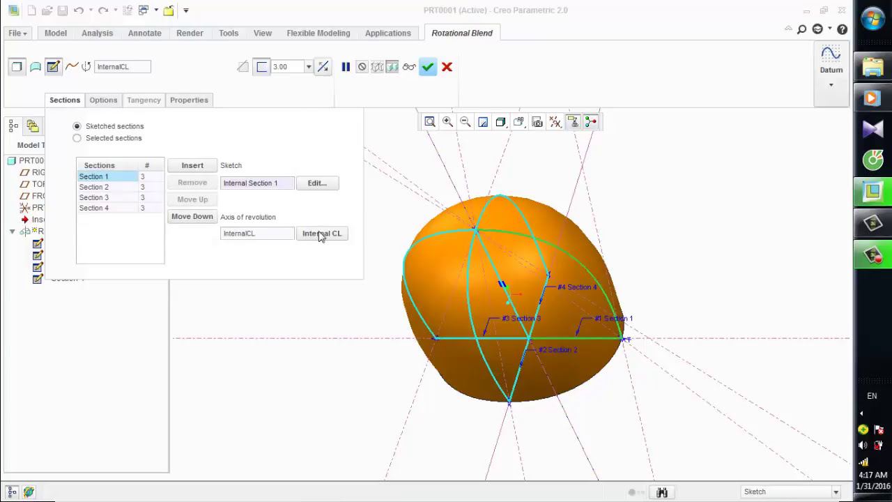 Creo Parametric: Rotational Blend - YouTube