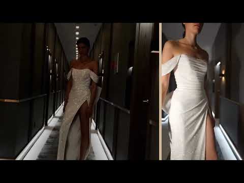 GLITTER MERMAID WEDDING DRESS LOVISA WITH LEG SLIT – OLIVIA BOTTEGA