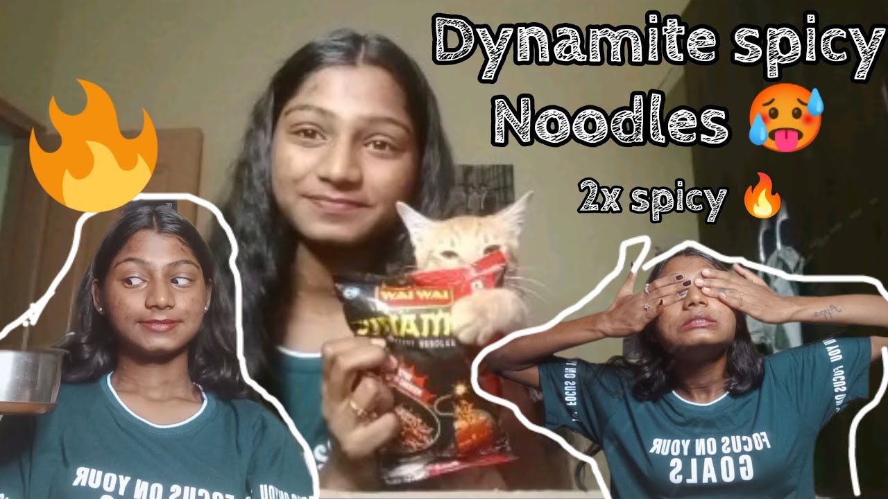 Trying DYNAMITE SPICY NOODLES 🥵 ft. my cat 😺 - YouTube