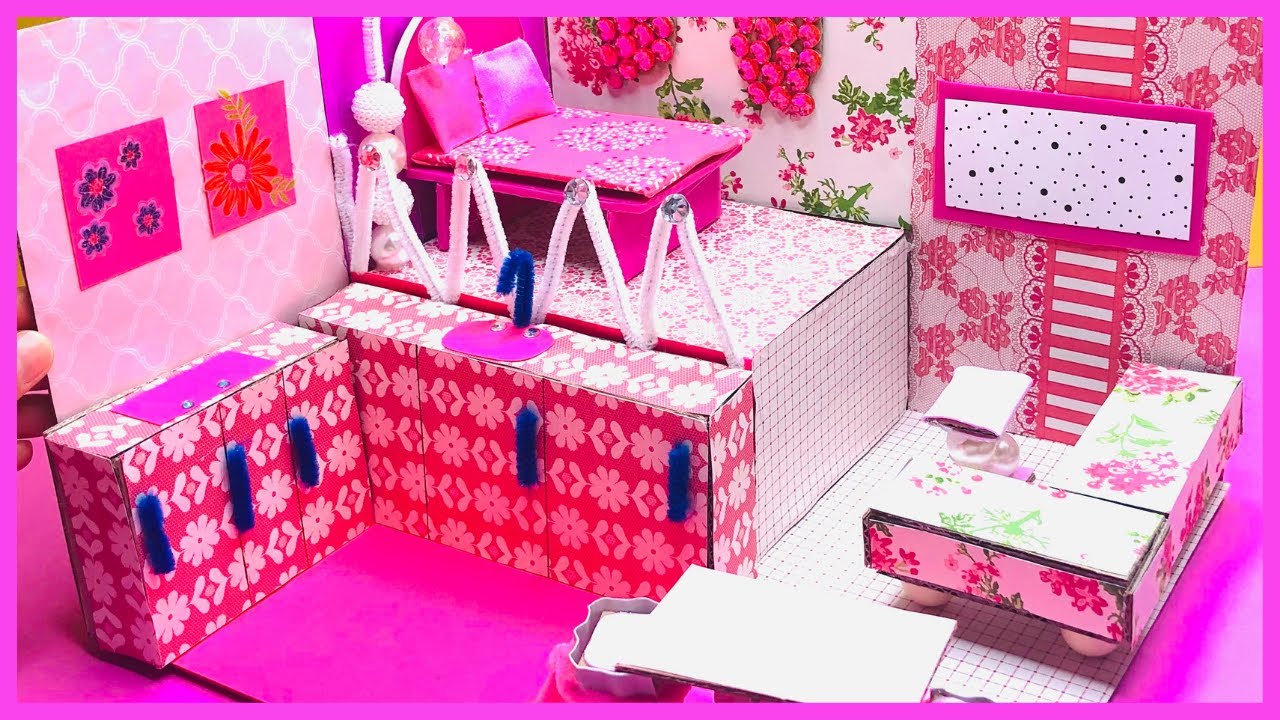 BEAUTIFUL Pink Cardboard House - YouTube