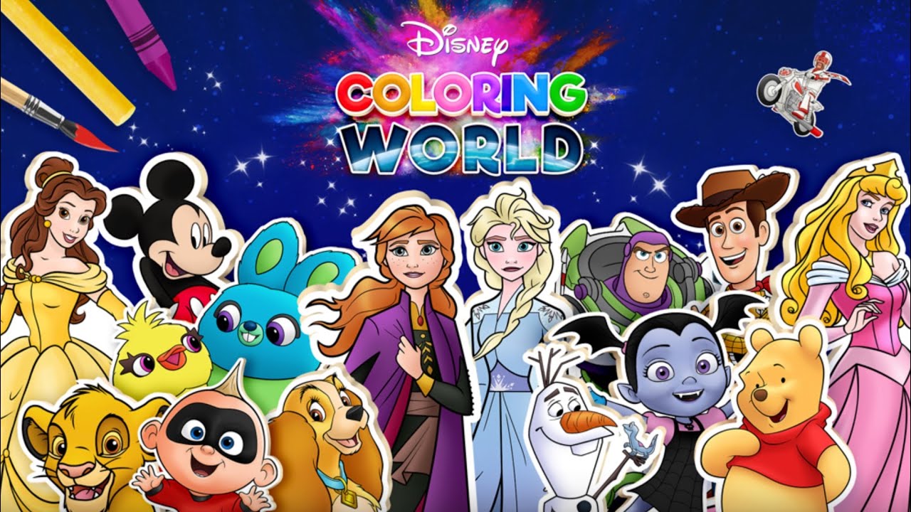 Disney Coloring World - Coloring Game for Kids Walkthrough - YouTube