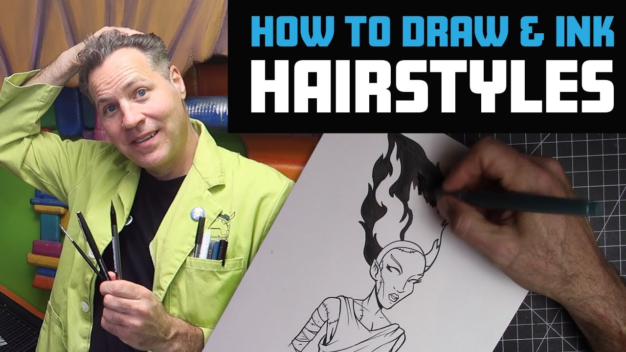 How To Draw And Ink Hairstyles - YouTube