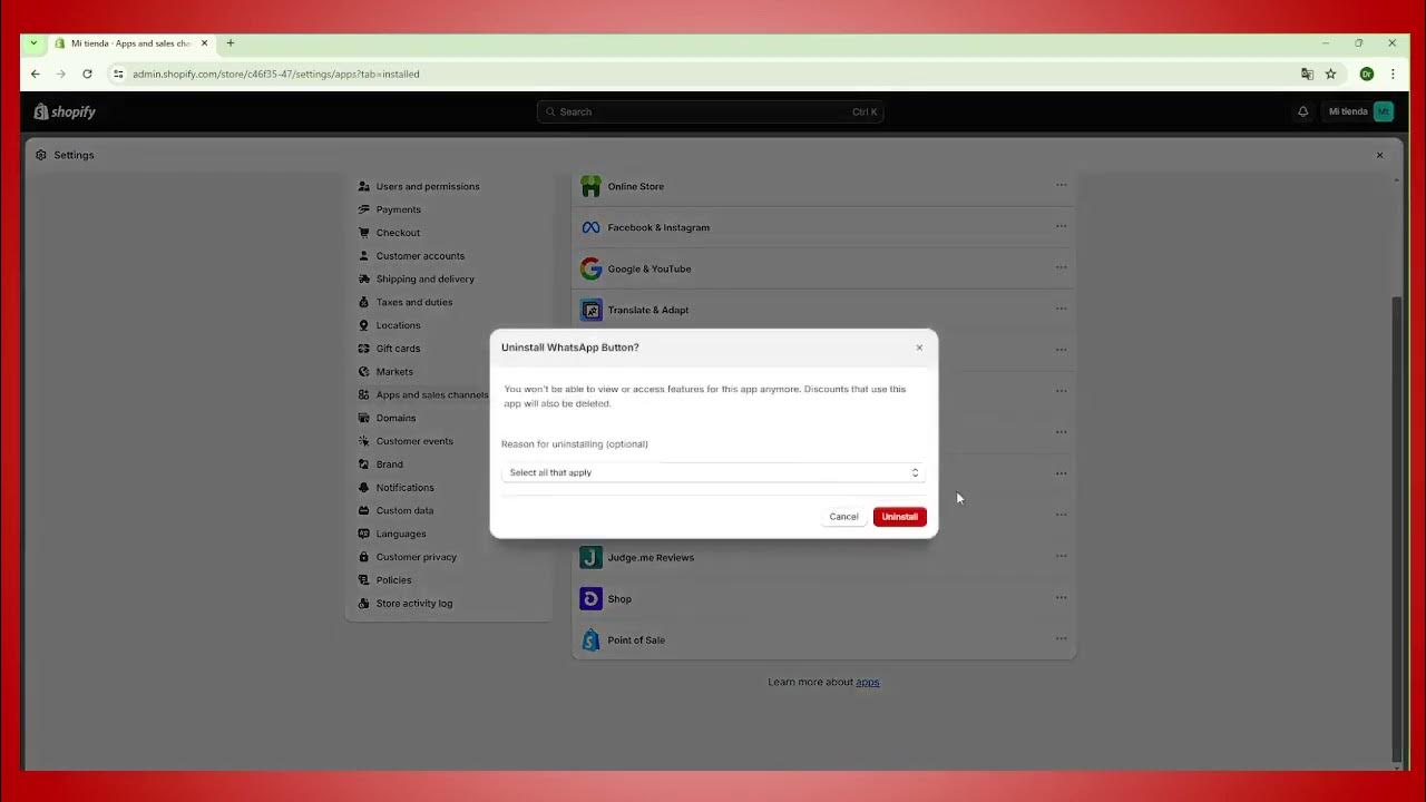 How to uninstall an app from your Shopify store - YouTube