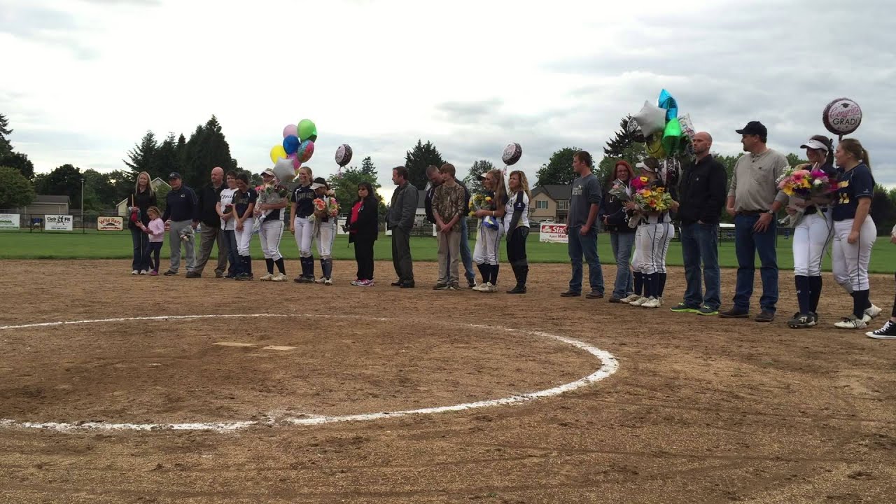 Canby softball honors Maddi Higgins on senior day - YouTube