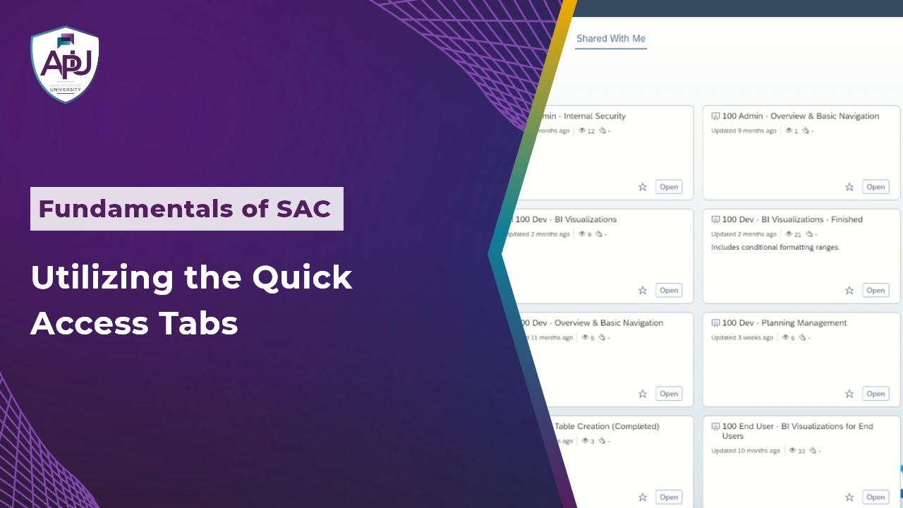 Utilizing the Quick Access Tabs in SAP Analytics Cloud - YouTube