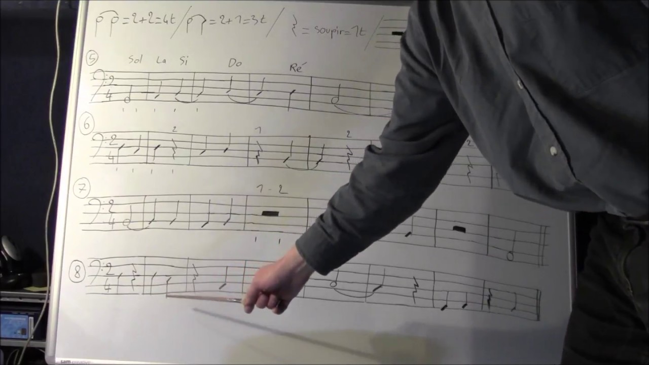 Solfège: lecture rythmique en clé de fa 5 à 8 - YouTube