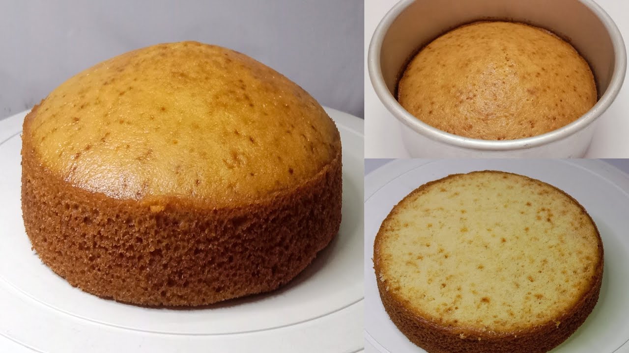 Eggless vanilla sponge cake | No egg No curd No oven sponge cake recipe ...