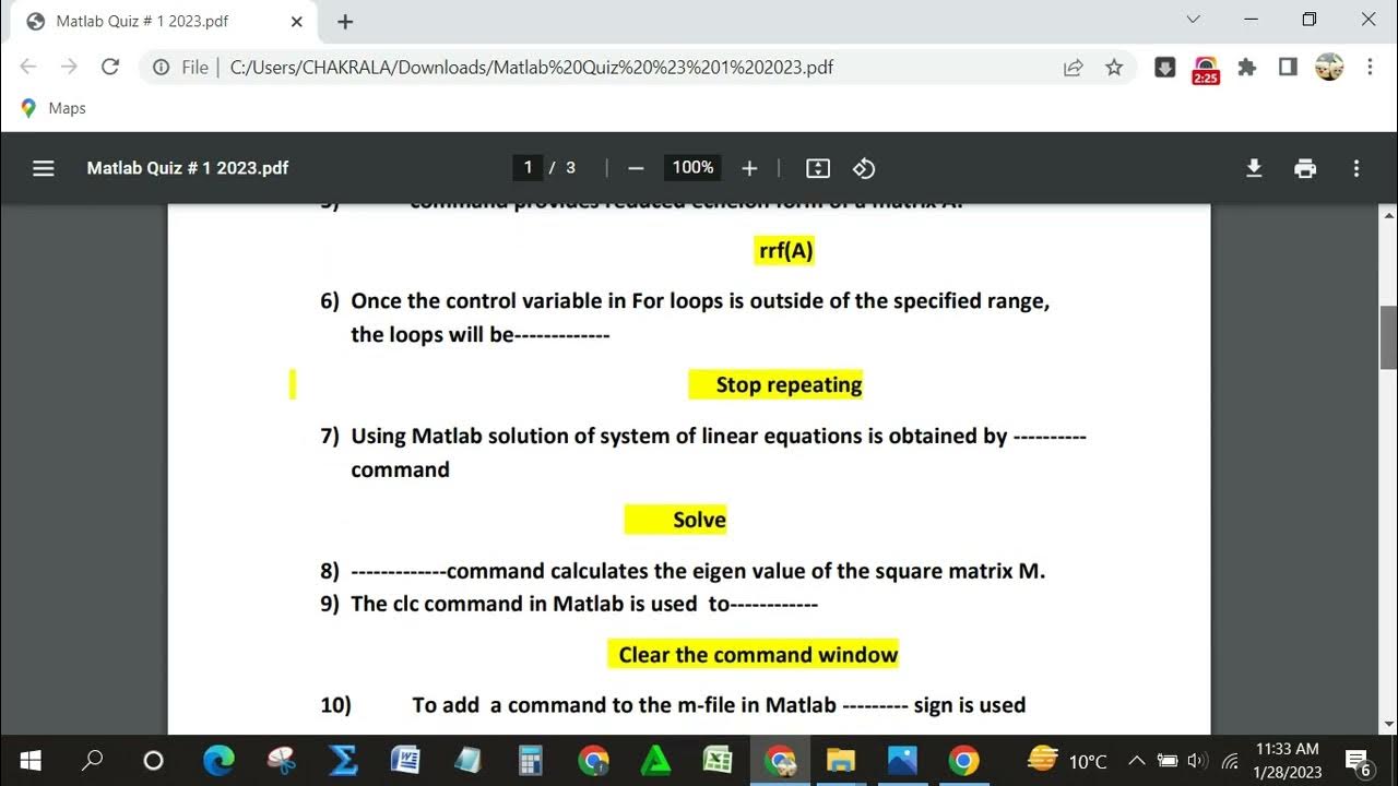 MTH643(Matlab Quiz # 1 2023 Part # 2 || Lecture 9 to 19|| Virtual University Of Pakistan - YouTube