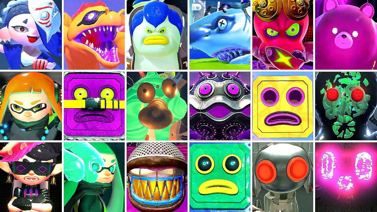 Splatoon 1, 2 & 3 - All Bosses (DLC Included) - YouTube