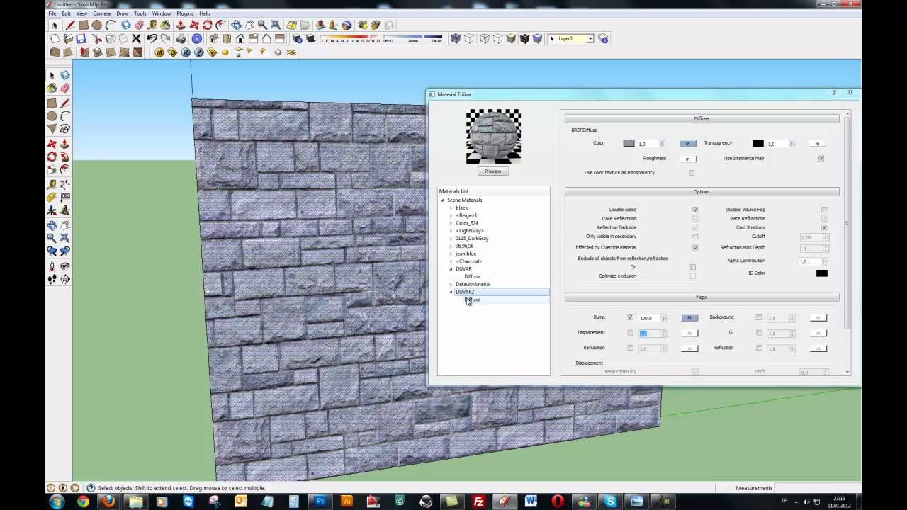 Sketchup Vray Bump Kanalı Anlatımı - YouTube