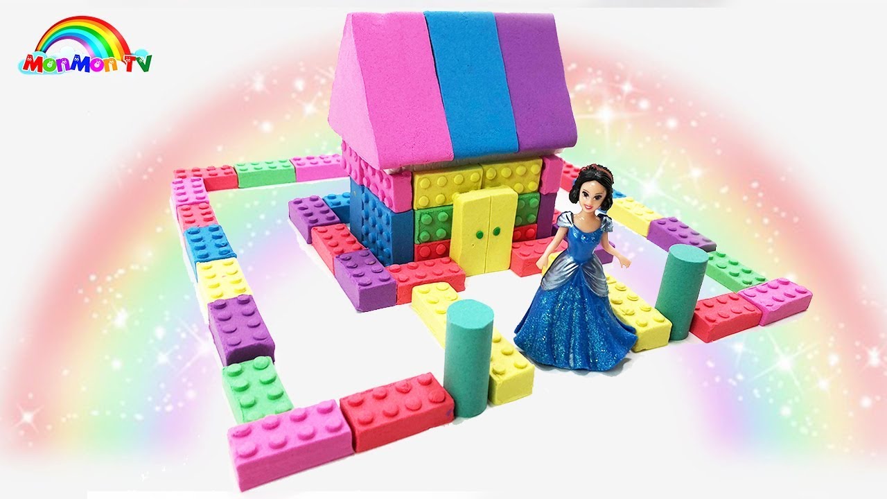 Playing Magic Kinetic Sand Show Rainbow Lego House | Learn Colors For ...