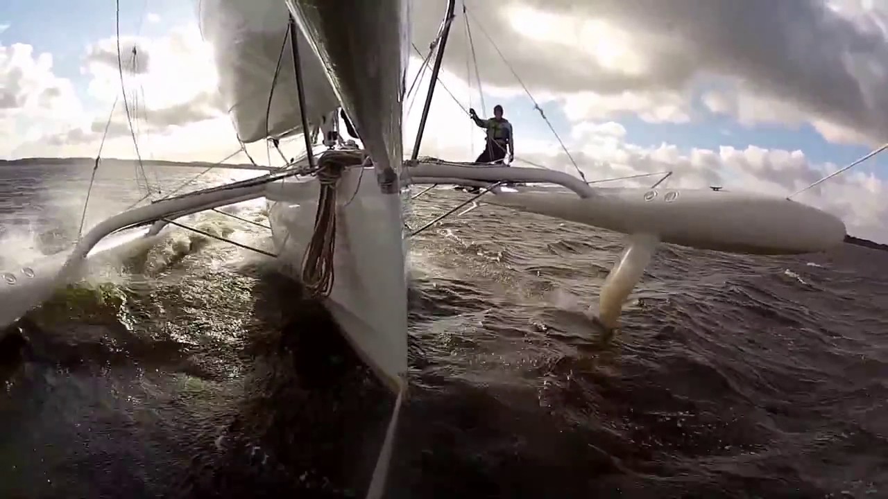 Catri 25 hydrofoiling trimaran second speed test , NewCATRI - YouTube