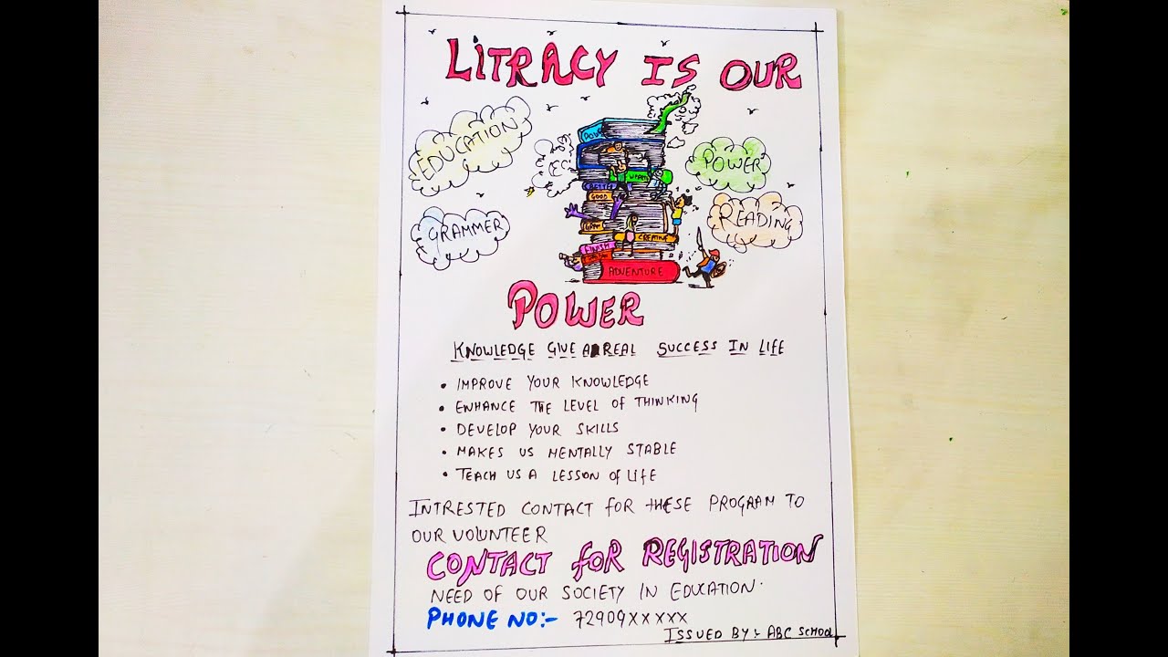 HOW TO MAKE LITERACY POSTER FOR SCHOOL WORK . - YouTube