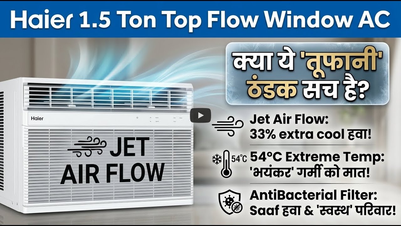 Haier 1.5 Ton 3 Star Top Flow Window AC Full Review | Review in Hindi ...