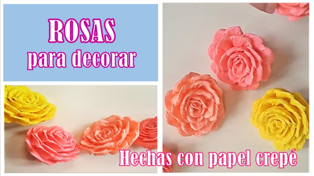 Como hacer rosas de papel crepé de 180 gramos - YouTube