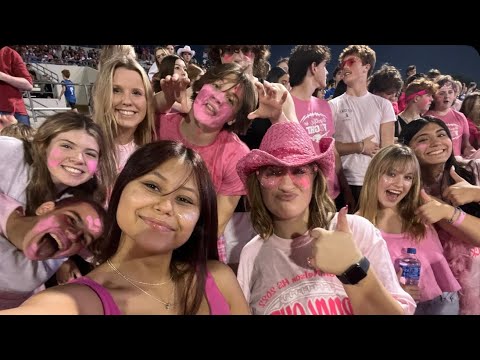 Pink out football game hs interviews - YouTube