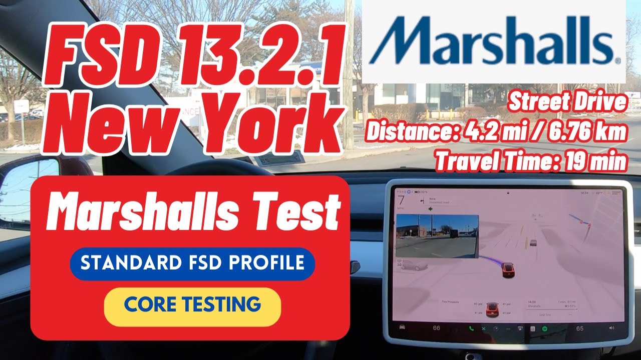 Tesla FSD Supervised v13.2.1 Marshalls Test | STANDARD FSD Driving ...
