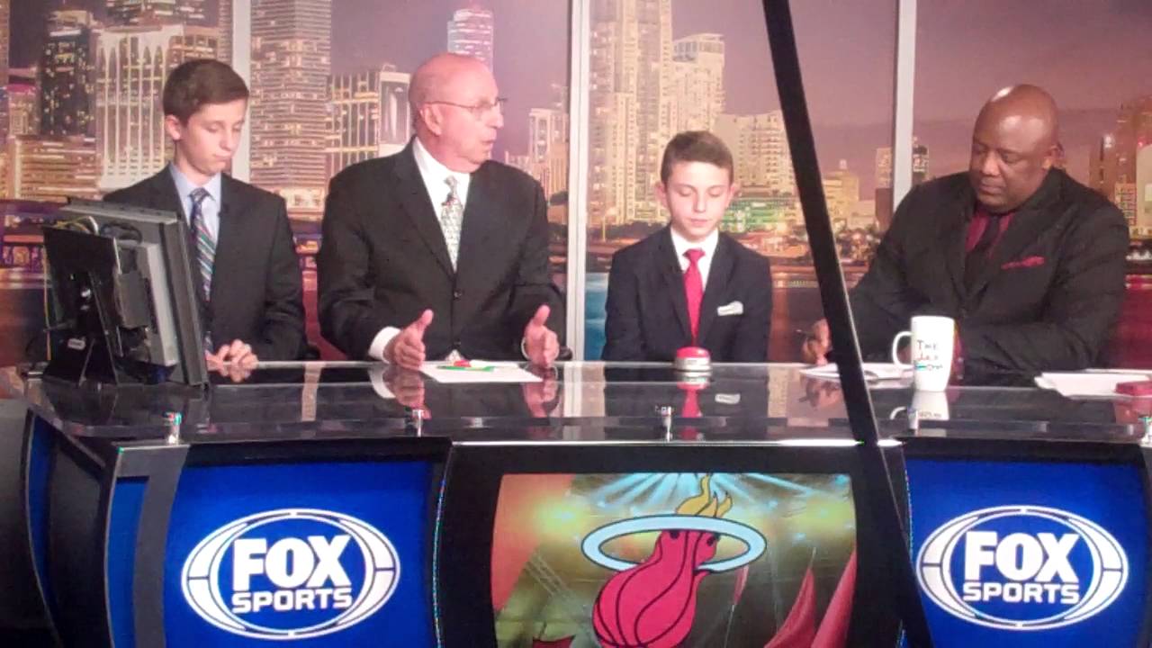 Miami Heat Kid Broadcasters Lucas and Aidan Rothstein with Ron ...