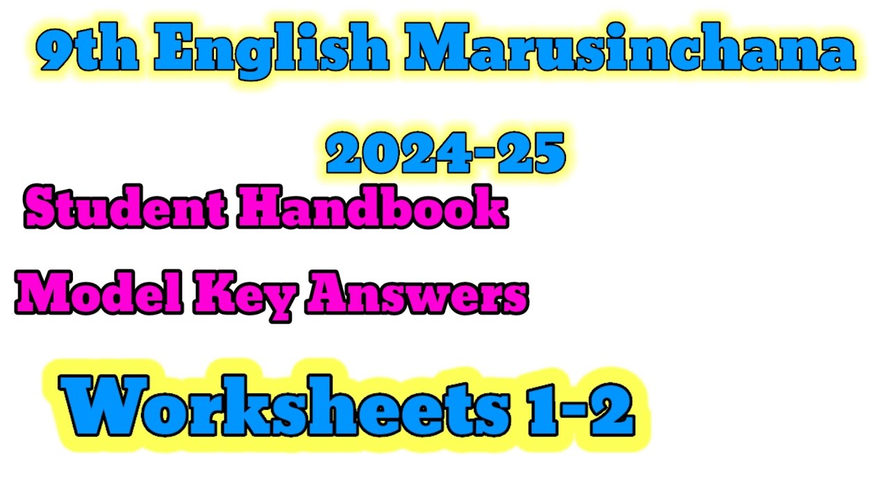 marusinchana 9th class question answer english | student handbook key ...