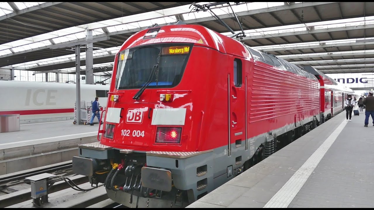 Der neue München-Nürnberg-Express mit BR 102 von Skoda und DoSto Wagen ...