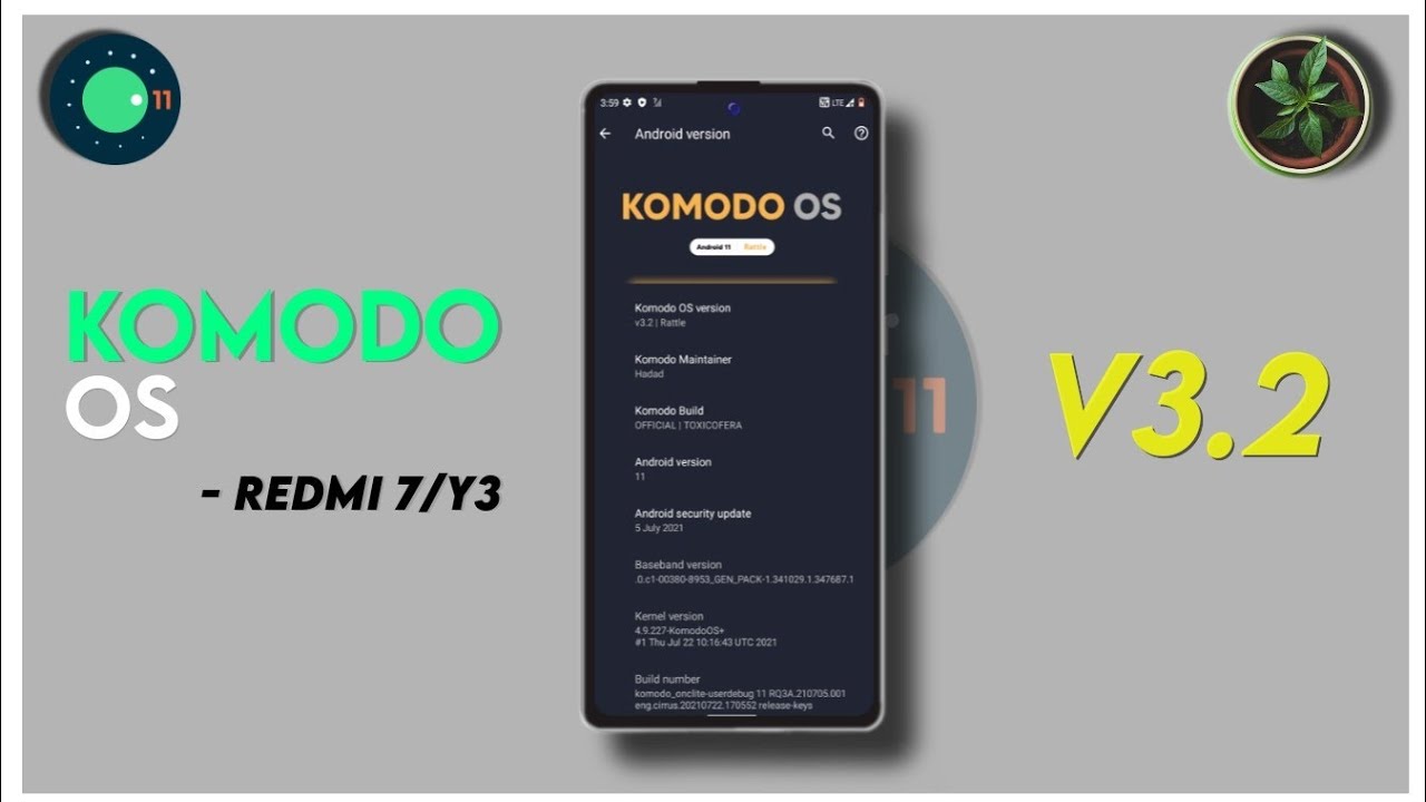 Komodo OS V3.2 Official Android 11 For Redmi 7/Y3 - YouTube
