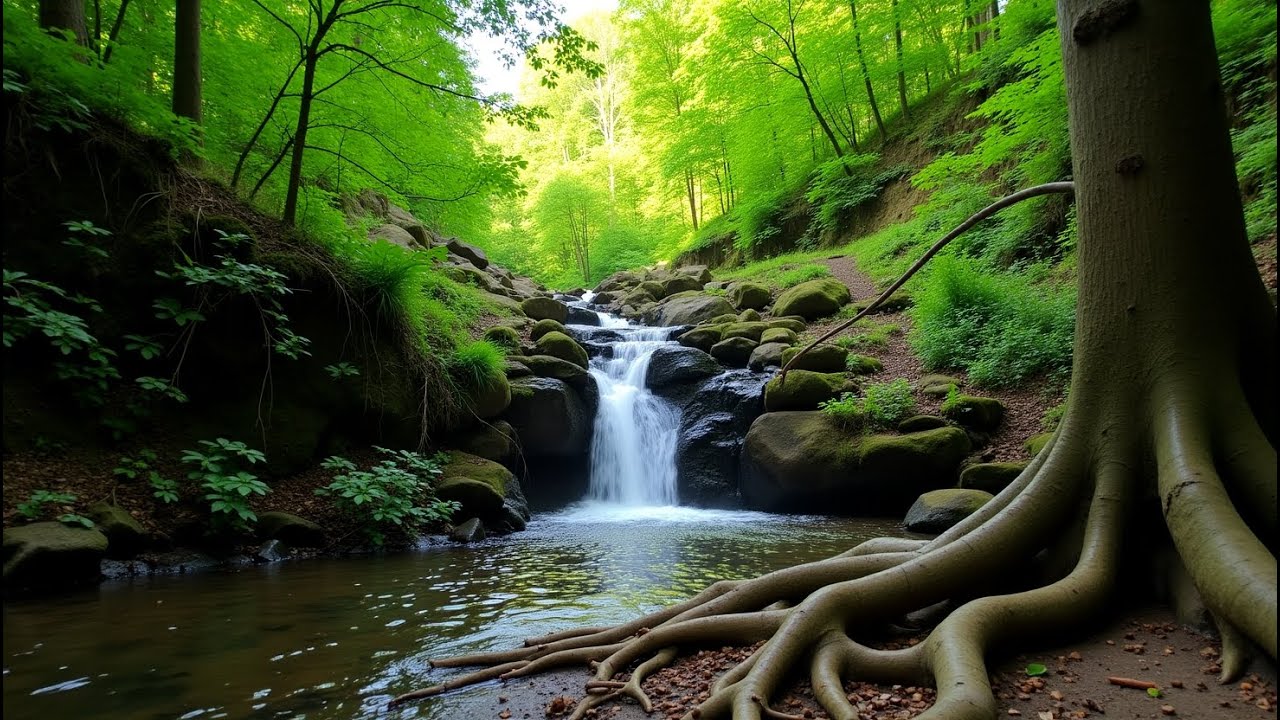 Waterfall Symphony - Melodic Dance of Birds and the Rustle of Water to ...