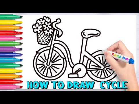 How To Draw Cycle Drawing Step By Step | Cycle Drawing Foe Kids Easy ...