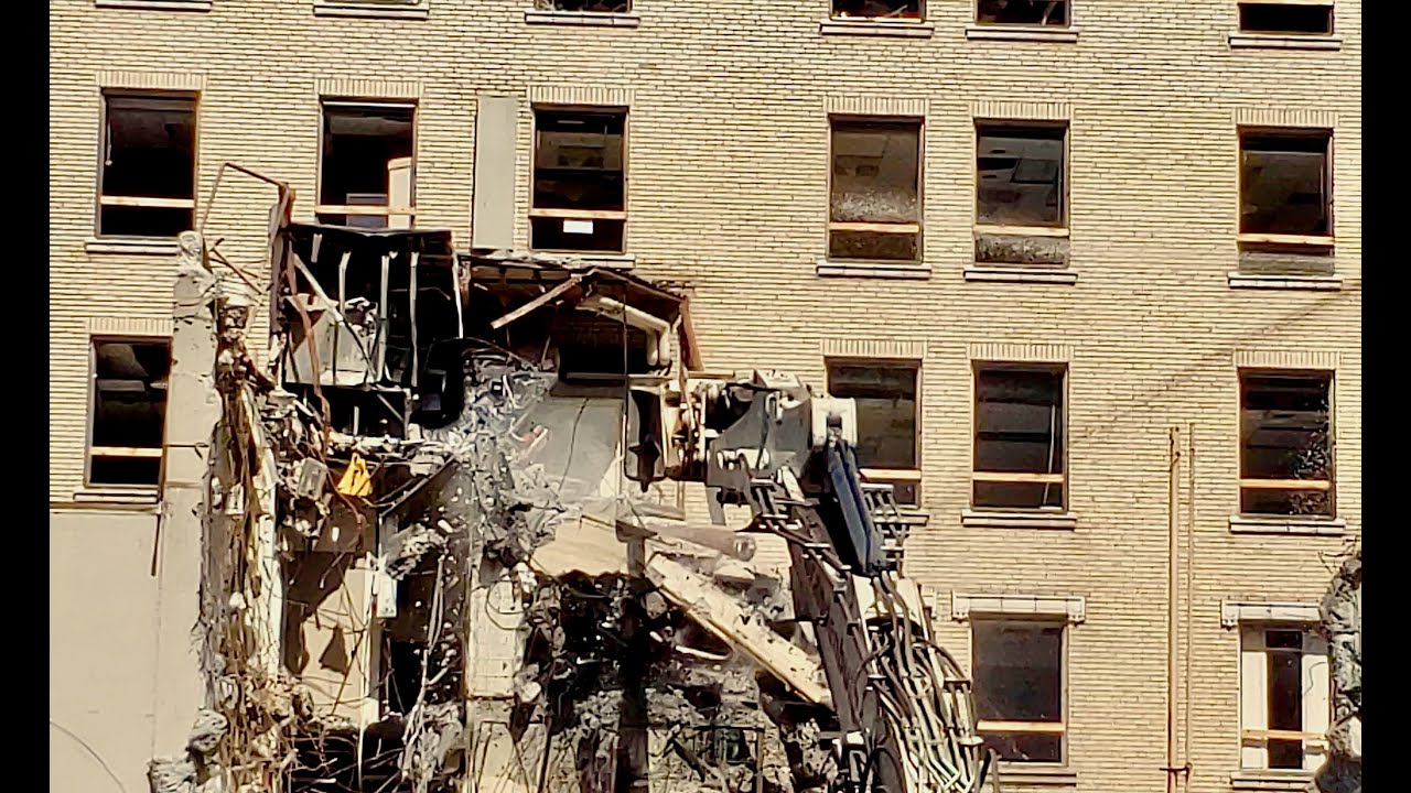 Building Demolition by Excavator Knock Down Seattle Wrecking Crew - YouTube