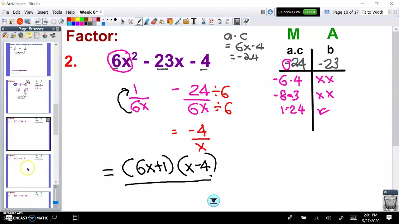 Factoring Quadratic Trinomials when a is not 1 - YouTube