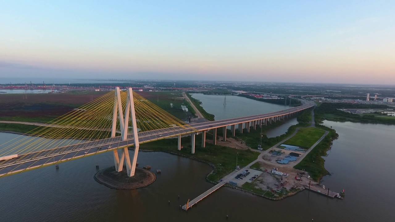 Fred Hartman Bridge - Houston, Tx Aerial - YouTube