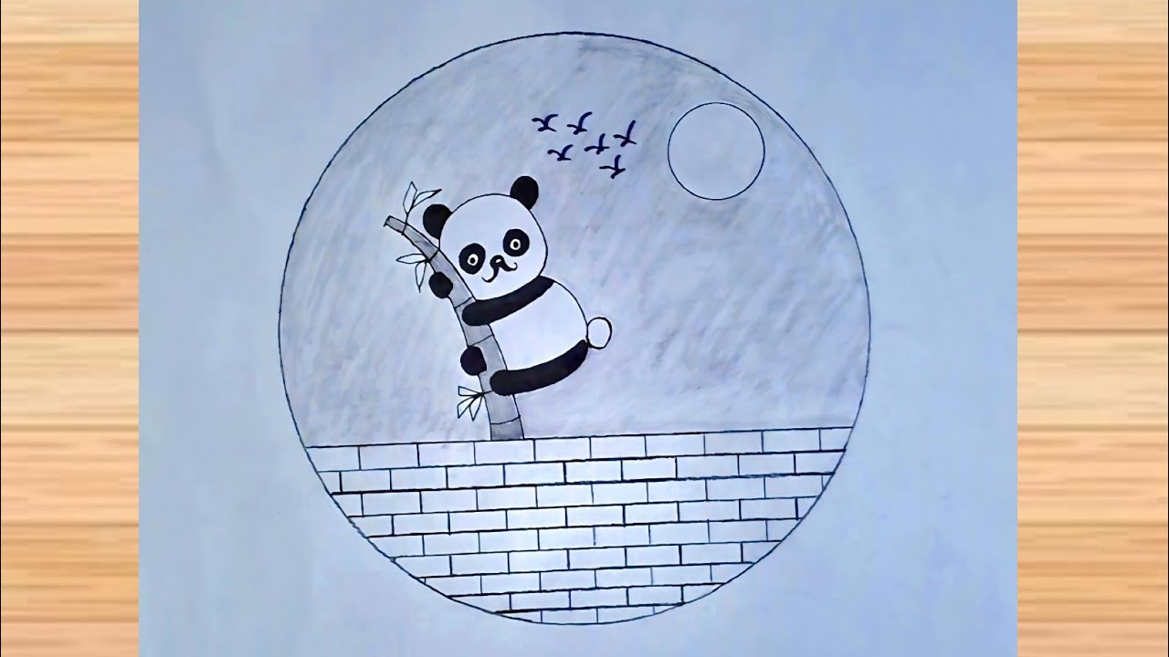 Cute Panda drawing in circle || How to draw Panda step by step - YouTube